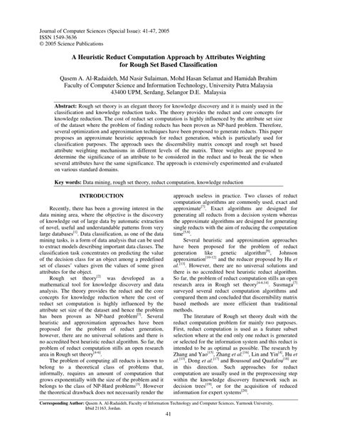 Pdf A Heuristic Reduct Computation Approach By Attributes Weighting For Rough Set Based