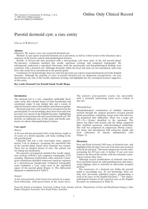 Pdf Parotid Dermoid Cyst A Rare Entity