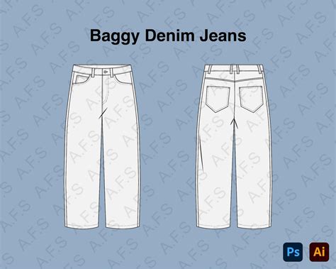 Streetwear Baggy Denim Jeans Template Mock Up Etsy