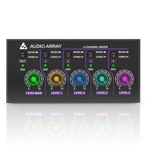 Audio Array AI 08 Mini Stereo Audio Mixer 4 Channel 1 4 TRS Audio Input Jacks Line Mixer
