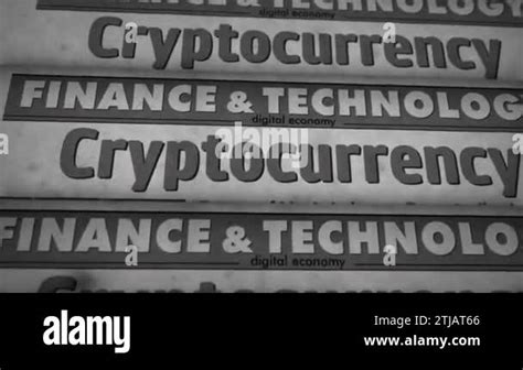 Cryptocurrency Bitcoin Blockchain And Digital Money Vintage Newspaper Printing Abstract