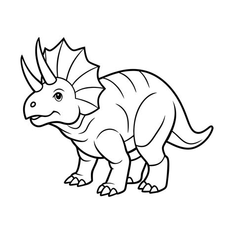 Happy Triceratops Line Art Illustration 47975565 Vector Art At Vecteezy