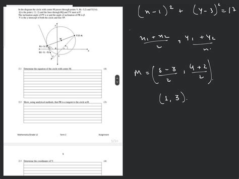 In The Diagram The Circle With Centre M Passes Through Points Vr−32 A