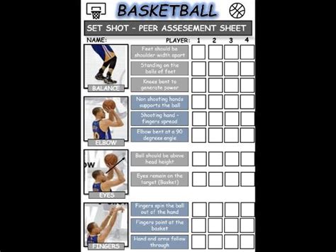 Basketball Peer Assessment Sheet Teaching Resources