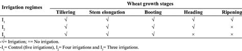 Irrigation Scheduling At Different Wheat Growth Stages Download Table