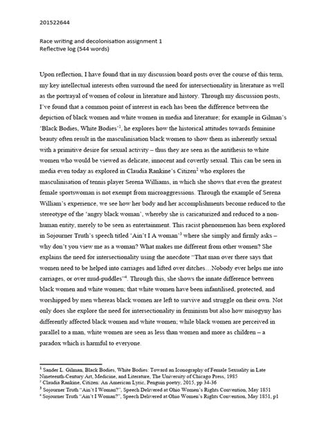 Race Writing And Decolonisation Assignment 1 Pdf Intersectionality