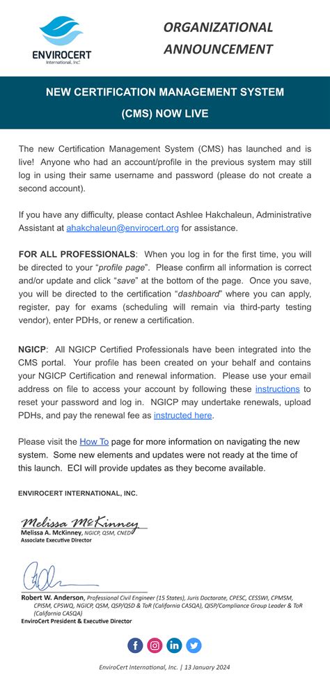New Certification Management System Cms Now Live Envirocert