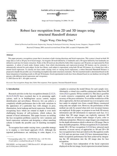 Pdf Robust Face Recognition From 2d And 3d Images Using Structural Hausdorff Distance