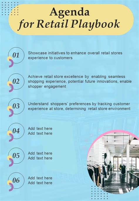 Agenda For Retail Playbook One Pager Sample Example Document Ppt Slide