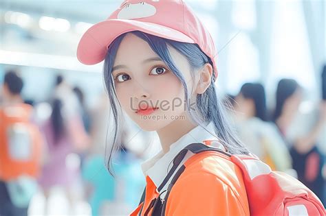 모자를 쓰고 있는 만화 소녀 사진 무료 다운로드 Lovepik