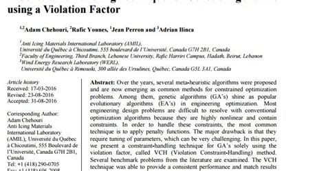 Research Paper A Constraint Handling Technique For Genetic Algorithms