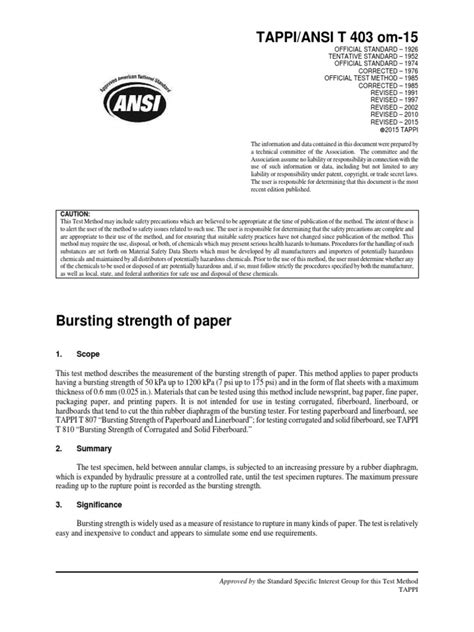 Tappi T403 Pdf Calibration Pressure Measurement