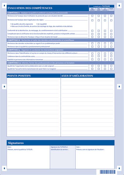 Fiches de Bilan final de stage DEV Infirmier évaluations