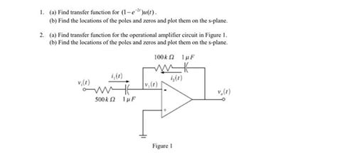 solved 1 a find transfer function for 1−e−2t u t b