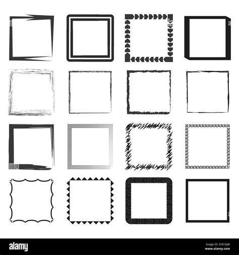 Decorative Frames Set Various Square Borders Simple Geometric Outlines Vector Frames Stock