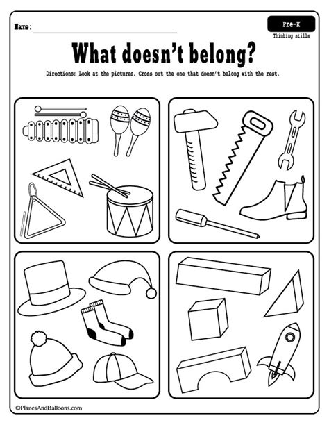 Preschool Thinking Skills Printable Worksheets Preschool Critical