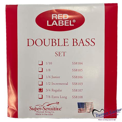 Red Label Double Bass Strings Set 34 Regular Size Reverb