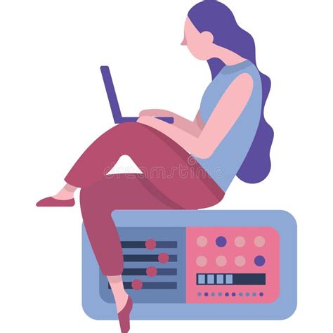 Vector Woman Using Cloud Hosting For Storage Icon Stock Vector Illustration Of Data Virtual