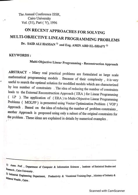 Pdf On Recent Approaches For Solving Multi Objective Linear