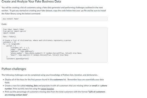 Solved Create And Analyze Your Fake Business Datayou Will Be