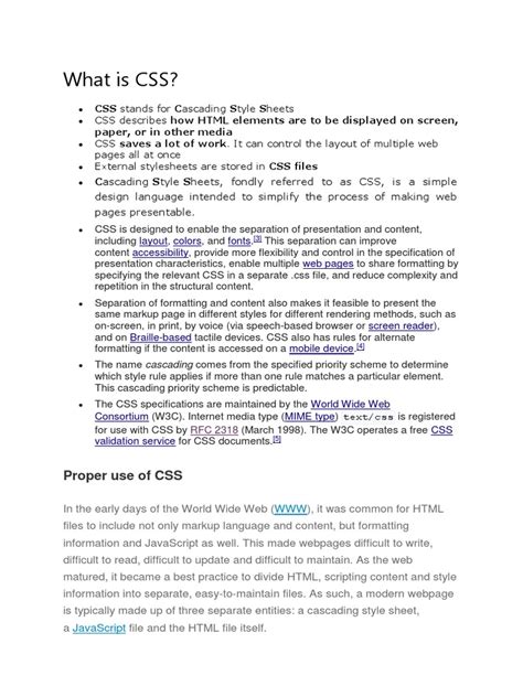 What Is Css Cascading Style Sheets Fondly Referred To As Css Is A Simple Pdf Cascading