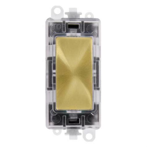 Click GM2008RTSB GridPro Satin Brass 250V Illuminated Blank Module Red LED Insert