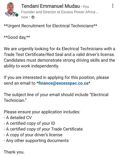 Tendani Emmanuel Mudau Posted On Linkedin