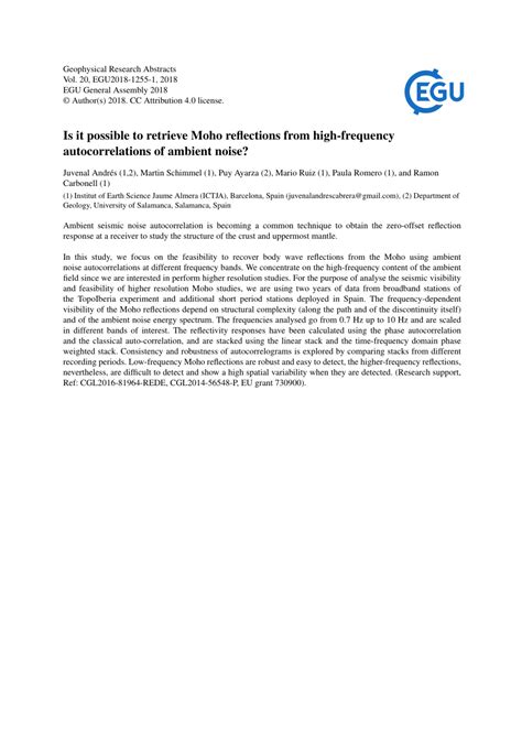 Pdf Is It Possible To Retrieve Moho Reflections From High Frequency Autocorrelations Of