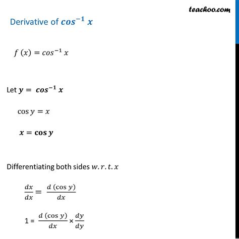 Differentiation Of Cos Inverse X Cos 1 X Teachoo [with Video]