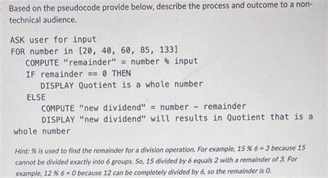 Solved Based On The Pseudocode Provide Below Describe The