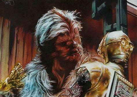 Chewbacca Fixing C3PO Star Wars Art Film Art Chewbacca