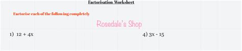 Freebie Factorising Worksheet Mini Test Made By Teachers