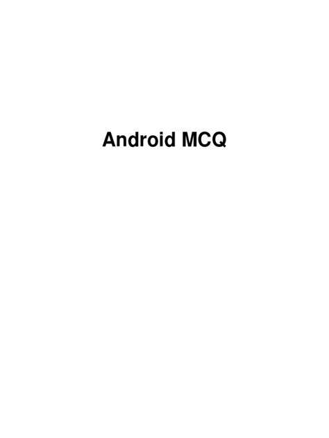 android mcq pdf android operating system application programming interface
