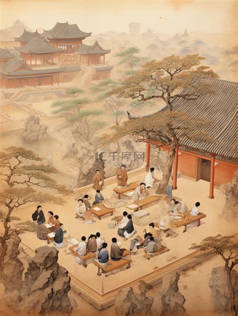 古代私立学校的鸟瞰图17插画图片 千库网