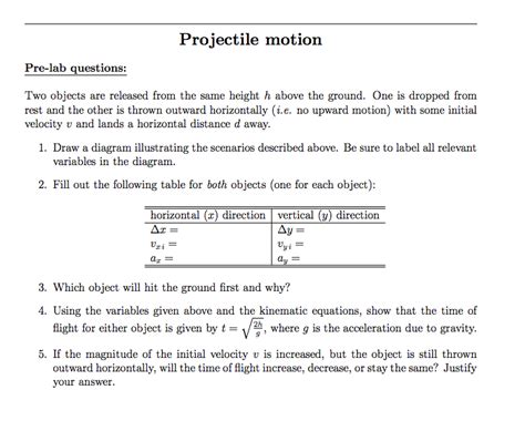 Projectile Motion Lab Answer Key Linebezy