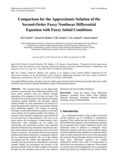 pdf comparison for the approximate solution of the second order fuzzy nonlinear differential