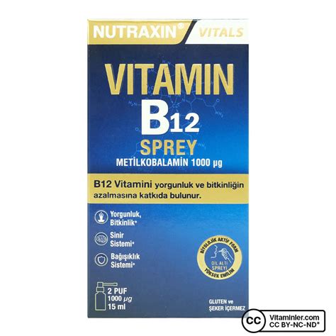 Nutraxin B12 Vitamini 1000 Mcg 15 Ml Sprey B Vitaminleri