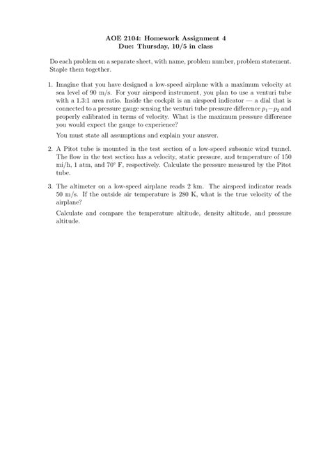 Practice Assignment 4 Aerospace Engineering Aoe 2104 Assignments
