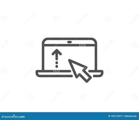 Swipe Up Laptop Line Icon Scrolling Arrow Sign Landing Page Scroll Vector Stock Vector