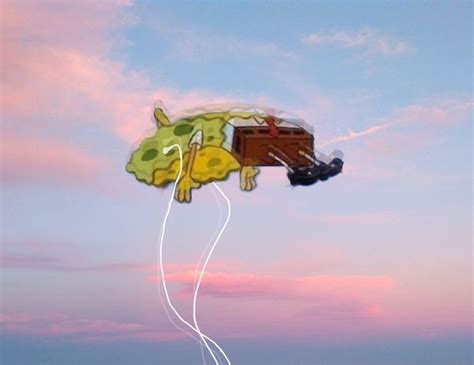 Spongebob Floating With Headphones