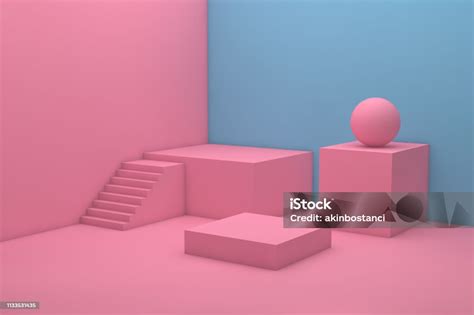 3d 빈 제품 스탠드 받침대 진열 장 계단 Abstact 최소한의 배경 3차원 형태에 대한 스톡 사진 및 기타 이미지 3차원 형태 분홍 구 Istock