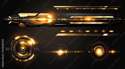 A Golden Interface Set With Game Buttons And Ui Gui Elements This Modern Collection Features A