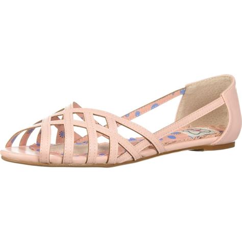 Bettie Page Womens 100 Carren Peep Toe Flatpink Ellie Shoes