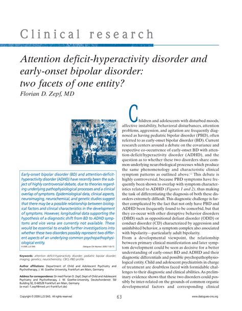 Pdf Attention Deficit Hyperactivity Disorder And Early Onset Bipolar Disorder Two Facets Of