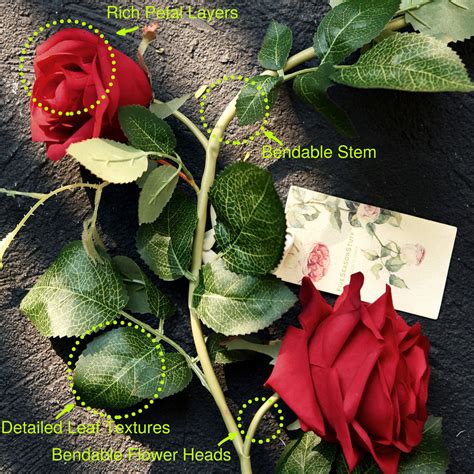 Fiveseasonstuff 2 Pcs Bendable Flower Garland Artificial Silk Rose Vin