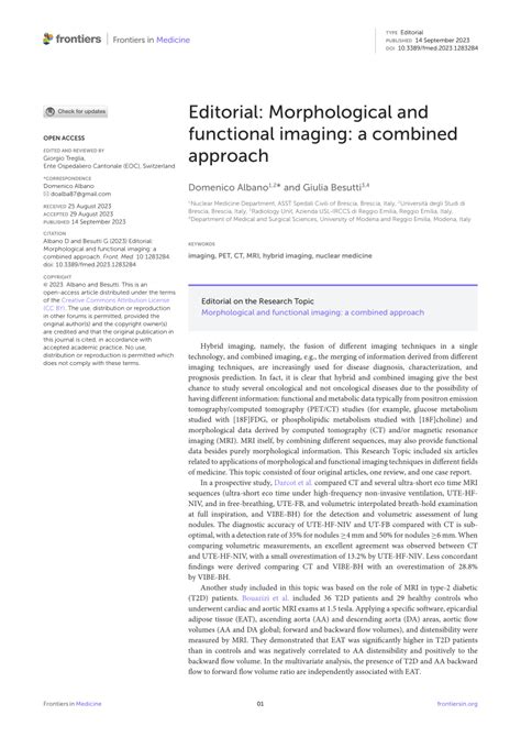 Pdf Editorial Morphological And Functional Imaging A Combined Approach