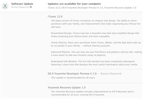 OS X Yosemite Developer Preview 4 ITunes 12 Beta Released For Dev Download