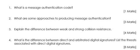 Solved 1 What Is A Message Authentication Code 1 Marks