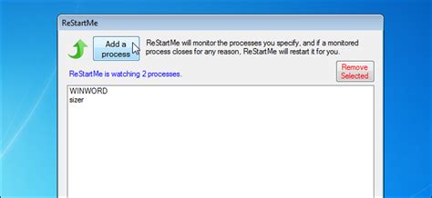 quickly and automatically restart a windows program when it crashes