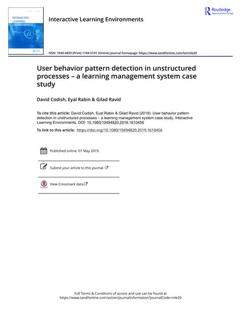 Pdf Interactive Learning Environments User Behavior Pattern Detection